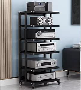 Soporte de audio de 6 niveles Hifi Rack AV gabinete con ruedas, torre ...