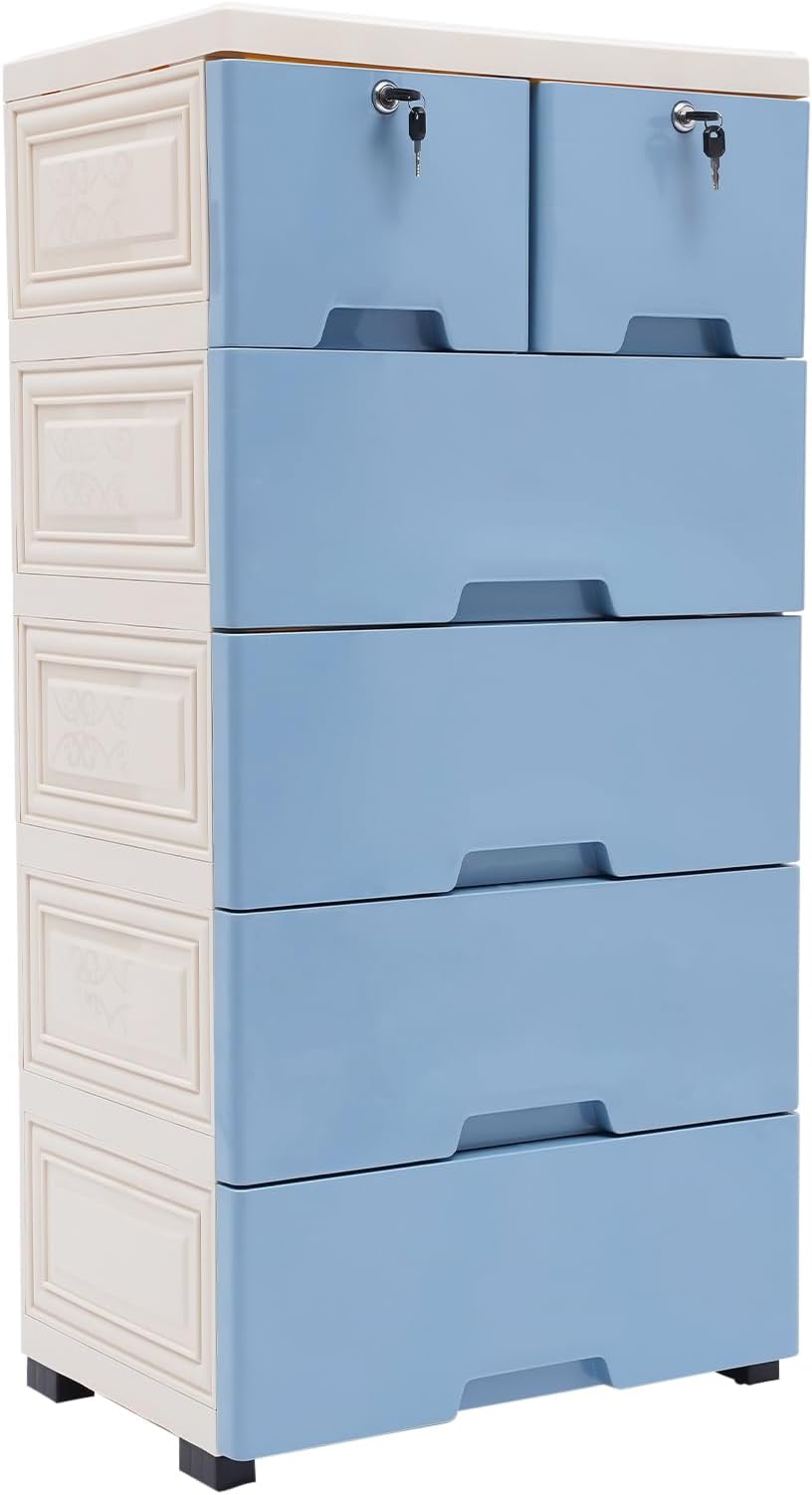 Amazon.com: Plastic Drawers Dresser,5 Tier Storage Tower with 5 Drawer ...