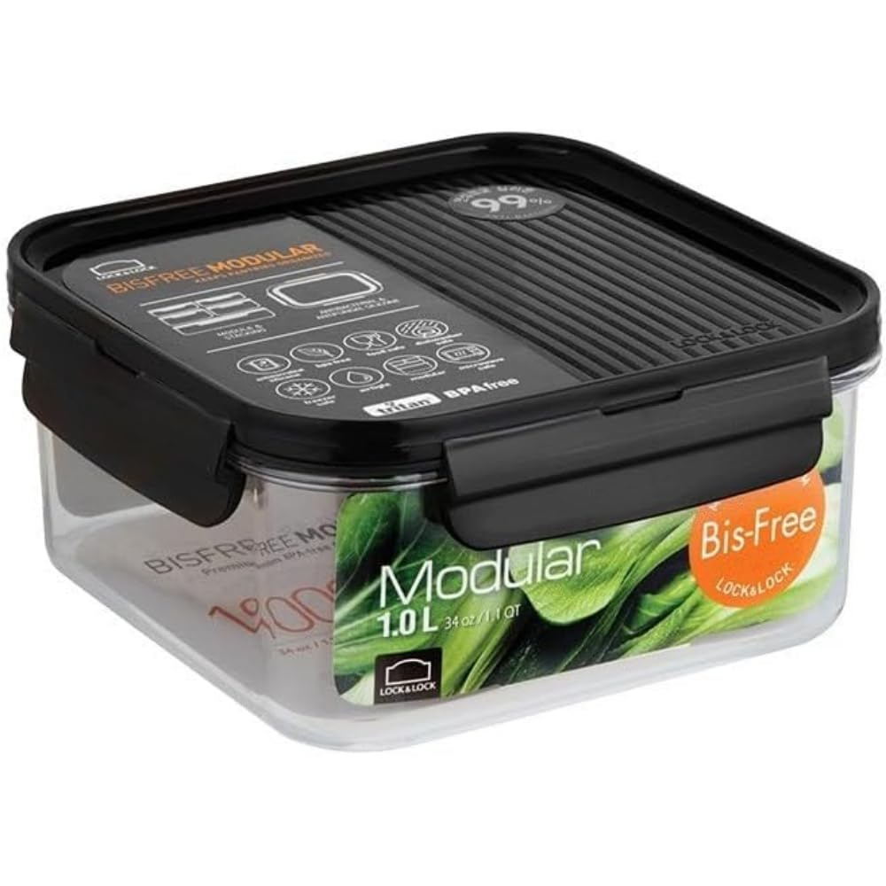 Buy Lock & Lock Square Bisfree Modular Food Storage Container, 1 Litre ...