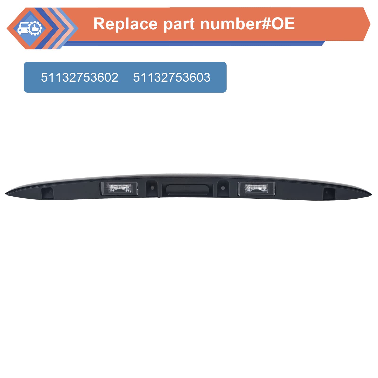 ZONFANT Chrome Rear Trunk Hatch Handle with Lamp, Tailgate Trim Lid ...