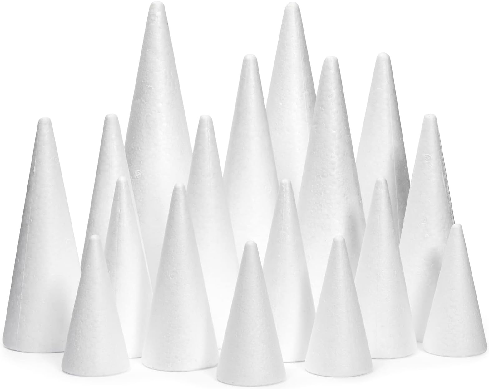 Amazon.com: Bright Creations 18-Pack White Foam Cones for Crafts (4,6,8 ...