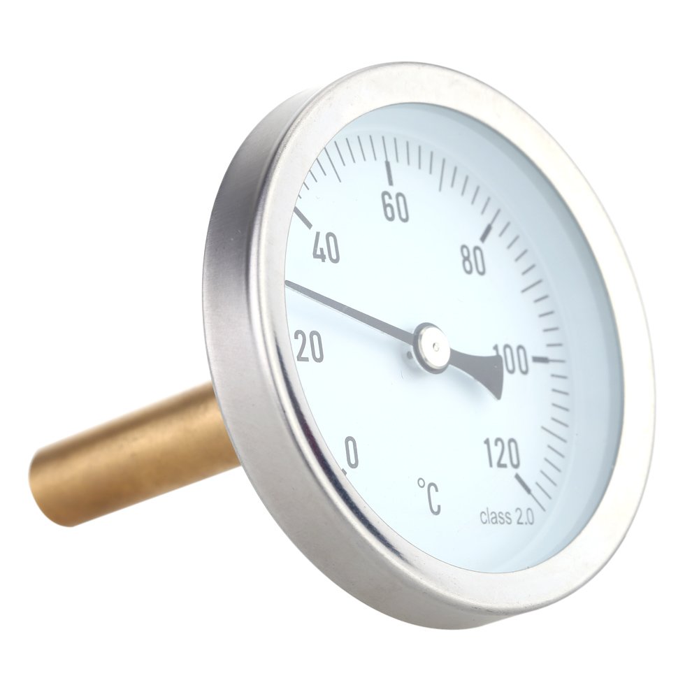 63mm Horizontal Dial Thermometer Aluminum Temperature Gauge 0 120 C ...