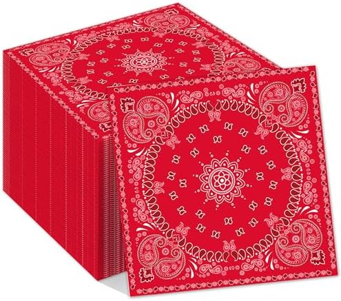 Amazon.com: 40Pcs Red Bandana Paper Napkins Western Lunch Dinner ...