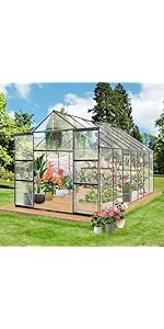 Amazon.com : GarveeLife 12 x 8 FT Polycarbonate Greenhouses with ...