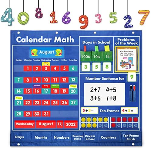 Amazon.com: Boczif Daily Math Calendar Classroom Pocket Chart, Math ...