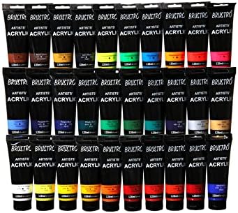 BRUSTRO Artists Acrylic Paint |120ml, 30 Shades (Complete Colour Range ...