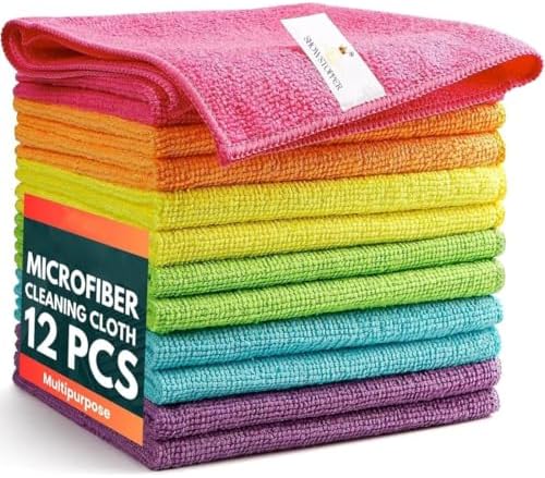 14x14 Microfiber Towels 12 Pack - Microfiber Cleaning Cloths 14x14 Inch ...