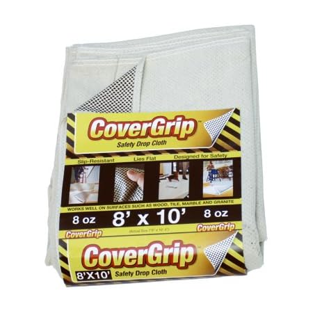 CoverGrip 8 Oz Canvas Safety Drop Cloth, 8' x 10', (Pack Of 4) - Amazon.com