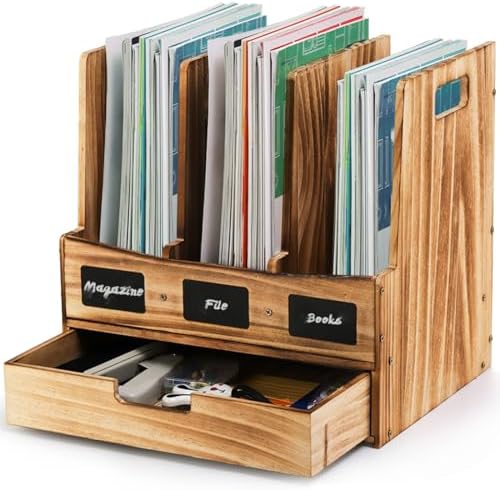 Amazon.com: Eorbow Wooden Desk File Organizer, Desktop Document Folder ...