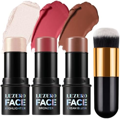 Amazon.com: 3Pcs Contour Stick Makeup Set, Shades with Highlighter ...