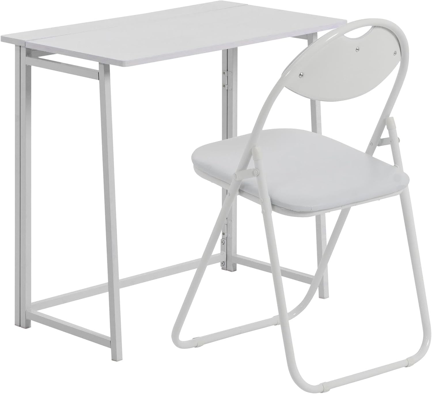 Harbour Housewares Deluxe Folding Wooden Desk & Chair Set - White/White ...