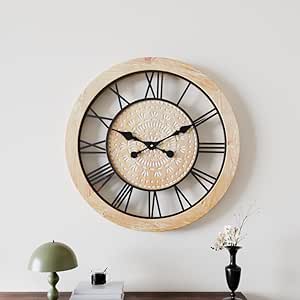 Amazon.com: Wall Clock - 24 - Inch Vintage Metal & Wood Wall Clock ...