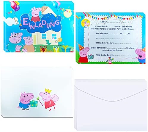 TASAHNI 12 Stück Pig Einladungskarten Einladungskarten Kindergeburtstag ...