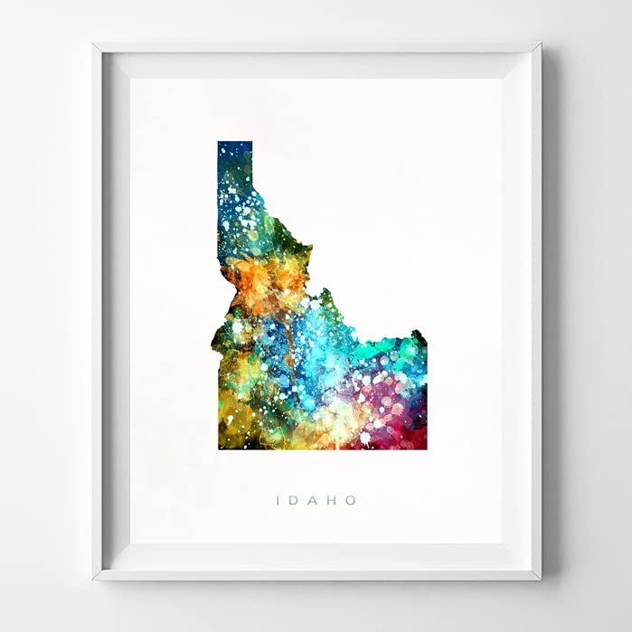 Amazon.com: Idaho Watercolor Map Wall Art Poster Home Decor Print ...
