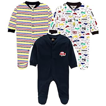 Buy Kidbee Baby Long Sleeve Cotton Full Body Sleep Suit, Romper for Boys and Girls Set of 3 ...