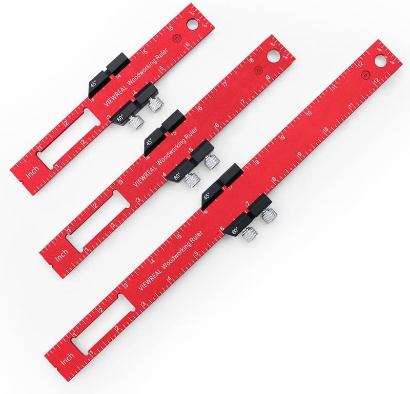ViewReal Precision Woodworking Ruler Set - 3Pcs Aluminum Pocket Rule ...