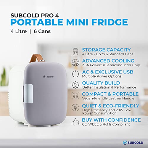 Subcold Pro4 Luxury Mini Fridge Cooler | 4 Litre / 6 Cans | AC and ...