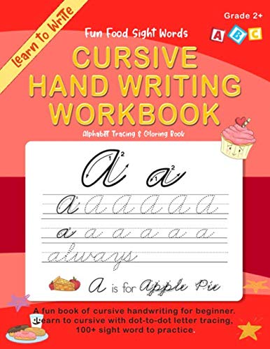 Amazon.com: Cursive Hand Writing Workbook. Fun Food Sight Words ...