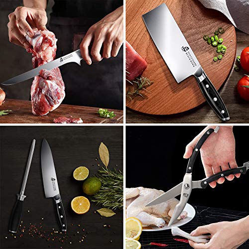 TUO Kitchen Knife Set – 10 Pieces Knife Set with Wooden Block – Premium ...