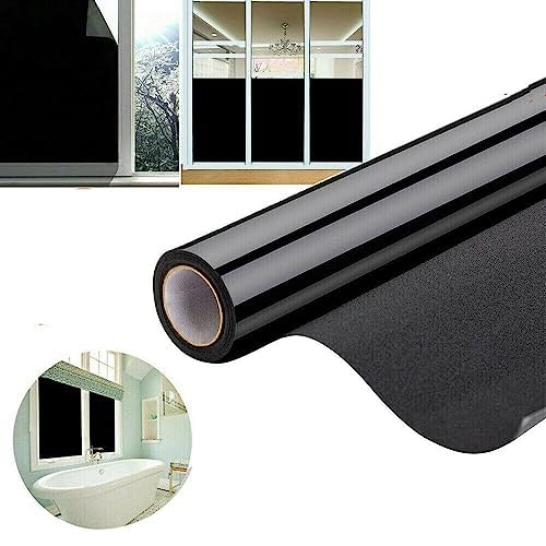Black Window Film 44.5 * 200cm Total Blackout Privacy Glass Window Film ...