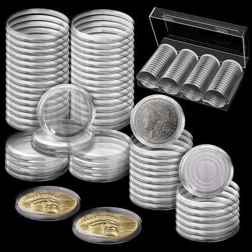 Amazon.com : 60 Pcs Silver Dollar Coin Holder Case Set - 40mm Coin ...