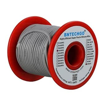 BNTECHGO 18 Gauge Silicone wire spool 100 ft Gray Flexible 18 AWG ...