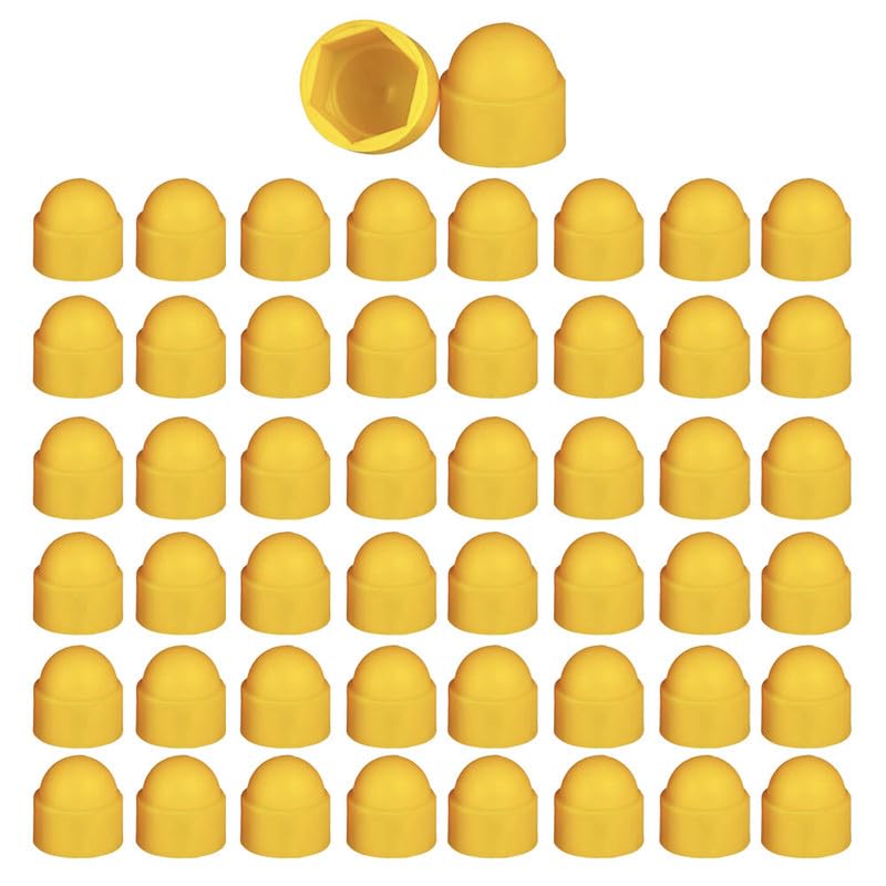 50 Pcs Hex Nut Cover, M12 Yellow Bolt Dome Caps Covers, Plastic Dome ...