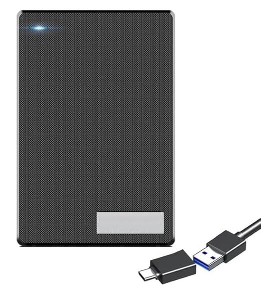 500GB Portable External Type C & USB 3.0 2 in 1 Ultra Slim HDD Drive ...