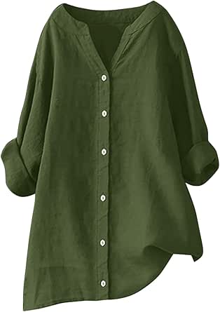 Camicetta da donna elegante in mussola, con scollo a V, camicia estiva ...