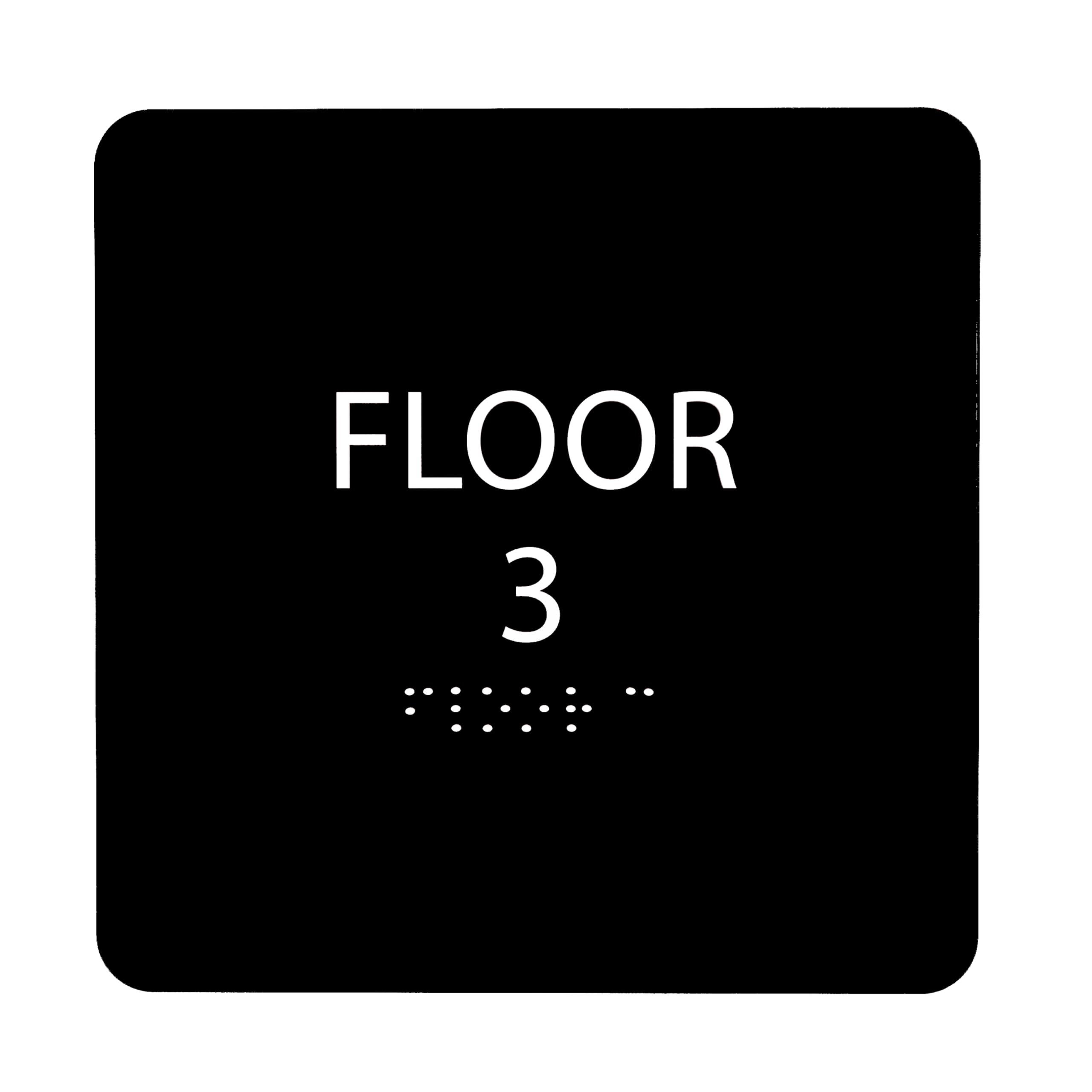 Amazon.com : Black ADA Floor 3 Sign with Braille – Made from Durable ...