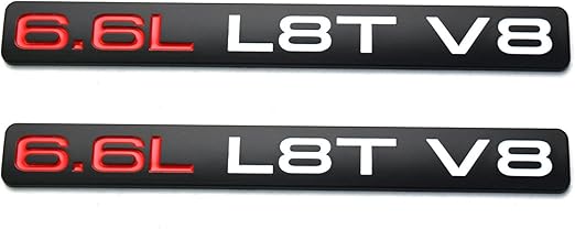 Amazon.com: 2Pcs 6.6L L8T V8 Liter Gas Emblems 3D Engine Hood Badge ...