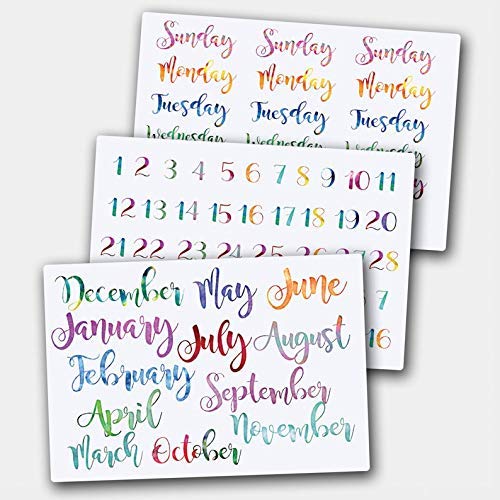 Amazon.com: Watercolor Months, Watercolor Stickers, Watercolor Numbers ...