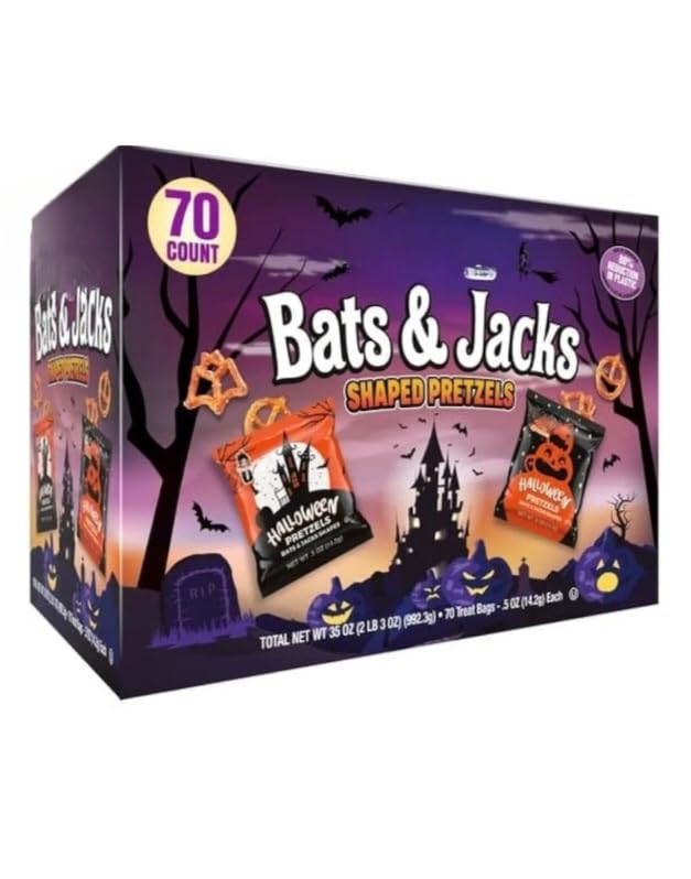 Amazon.com: Halloween Pretzels Bats & Jacks Shapes, 70 Count Snack Bags ...