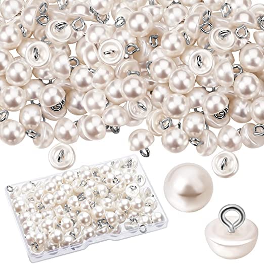 Bhavya Enterprises Half Domed Pearl Buttons 10 mm Faux Pearl Decorative ...