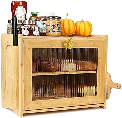 Amazon.com: ZENFUN Bamboo Bread Box with Acrylic Display Window, 2 ...
