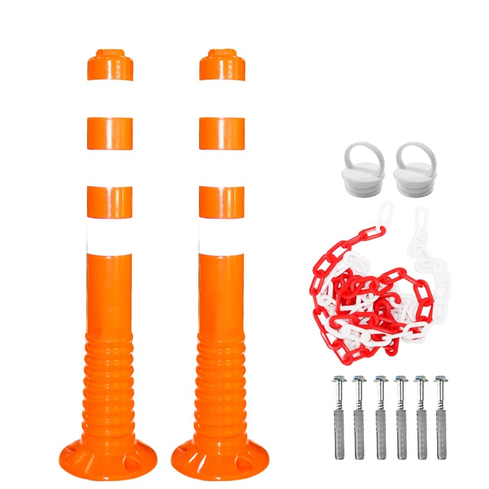Traffic Post Barrier Set 2Pcs 70CM Delineator with 3 Meter Plastic ...