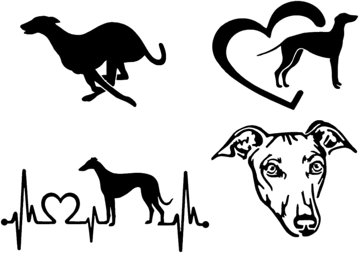 Amazon.com - Greyhound Whippet Sighthound Decal 4 Pack: Running, Heart ...