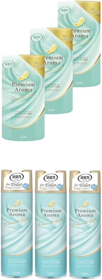 Amazon | 【トイレ用 置き型＆スプレー セット買い】消臭力 プレミアムアロマ エターナルギフト 置き型 400ml×3個 & スプレー 365ml×3個 トイレの消臭力 トイレ 消臭剤 ...