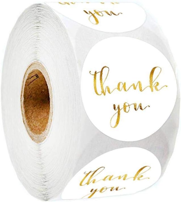 TownStix 200 Pieces, Merci Etiquette Autocollant Ronde Gold - 40mm ...