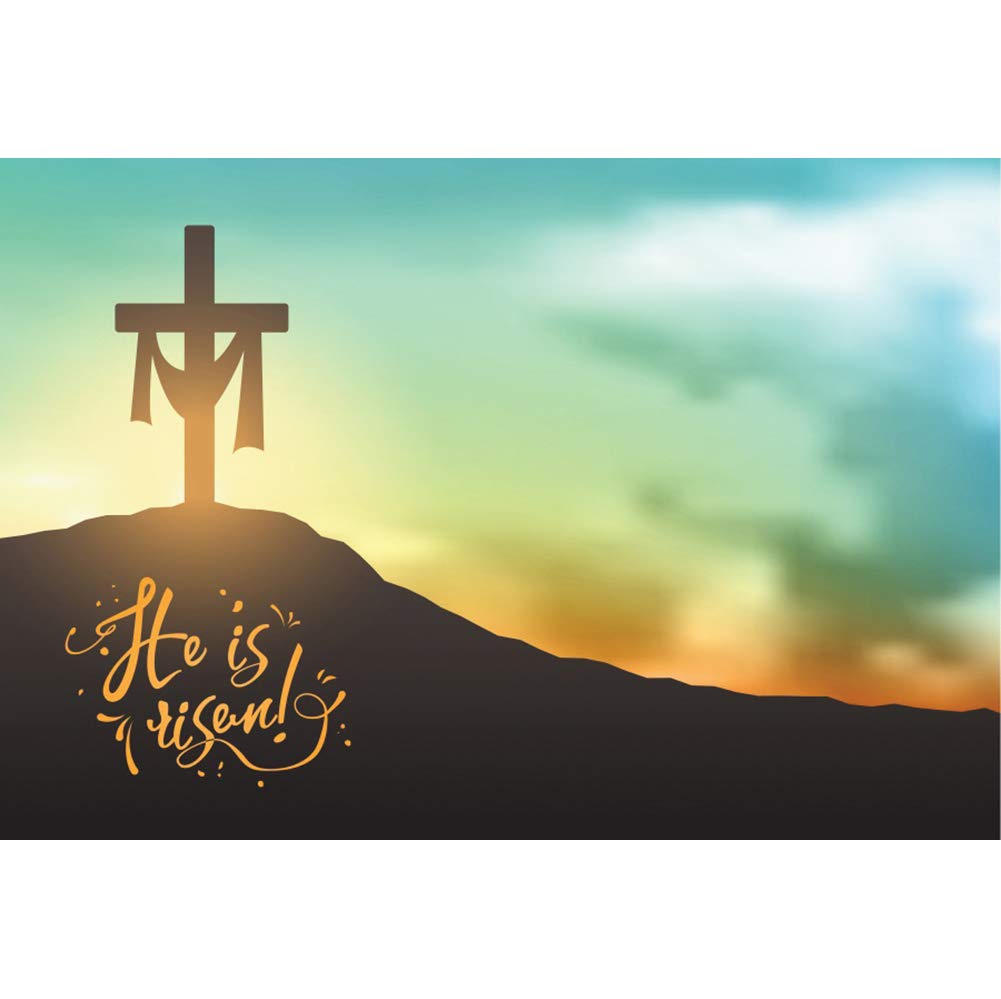 Buy OFILA 1.5x1m Easter Cross Background He Is Risen Photography ...