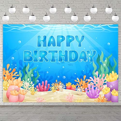 Amazon.com: Under The Sea Happy Birthday Banner Backdrop Ocean Animals ...