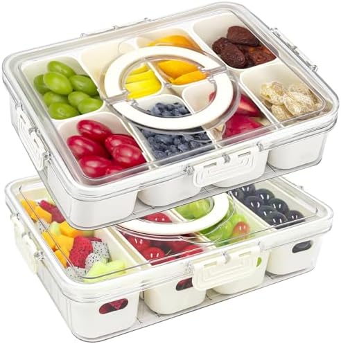 Amazon.com: Gorgania 2 Pack Divided Serving Tray with Lid and Handle ...