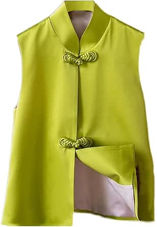 Women Chinese Knots Frog Buttons Cheongsam Vest Solid Color Stand ...