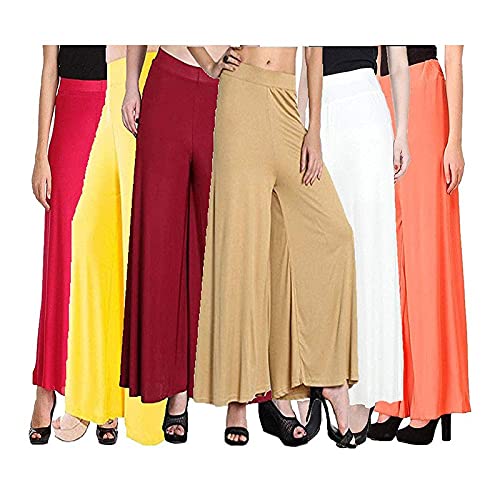 Buy SHMAYRA Soft Malai Lycra Free Size Palazzo Pants for Women Combo ...