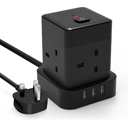Cube Extension Lead with USB Baykul 4M Power Strip with 3 USB Slots (5V ...