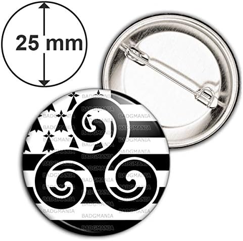 Badge 25mm Bouton Epinglette Drapeau Breton Bretagne Triskell Hermine ...