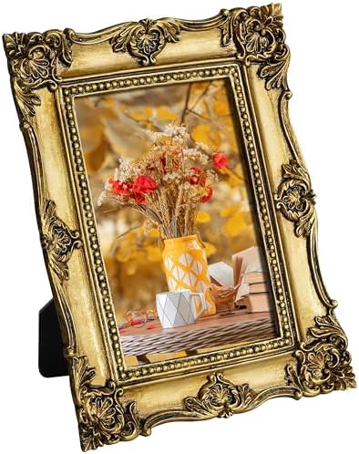 Amazon.com - Hiwhy Picture Frame 4×4 inch Photo, Golden Ornate Textured ...