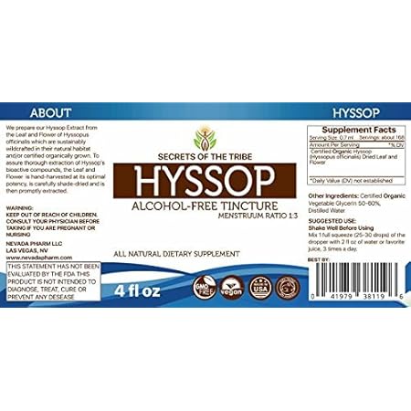 Amazon.com: Hyssop Alcohol-Free Liquid Extract, Made with Organic ...