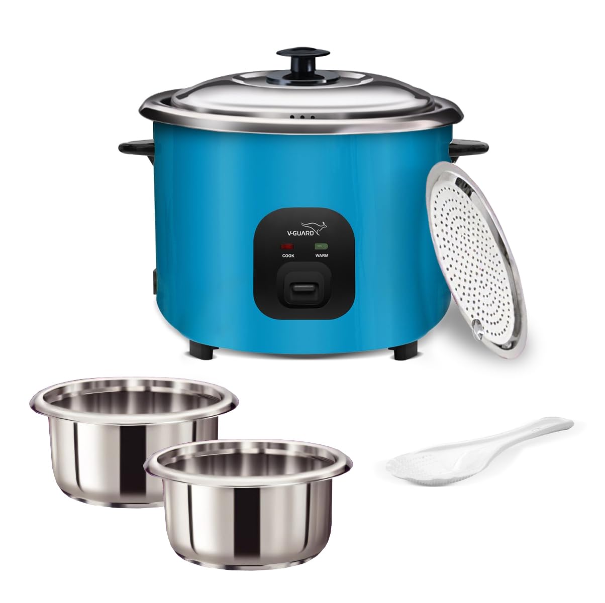Buy V-GUARD RICE COOKER 2.8ltr with 2 SS Bowl | Double layer Body ...