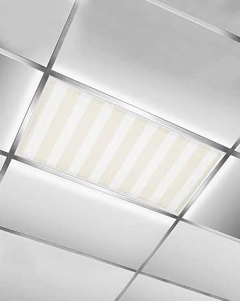 Cream Striped Magnetic Fluorescent Light Covers for Ceiling Lights 2 x ...
